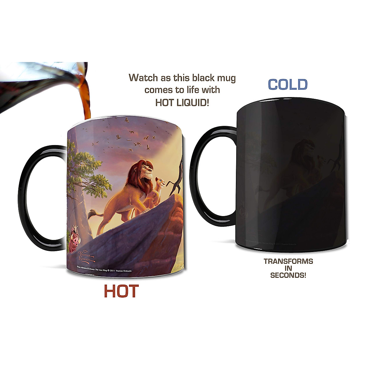 Morphing Mugs Disney - The Lion King - Presentation of Cub - Thomas Kinkade - One 11 oz Color Changing Heat Sensitive Ceramic Mug – Image Revealed When HOT Liquid Is Added!