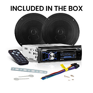 BOSS Audio Systems 656BCK Car Stereo Package - Single Din, Bluetooth, CD MP3 USB AM FM Radio, 6.5 Inch 2 Way Full Range Speakers, Black