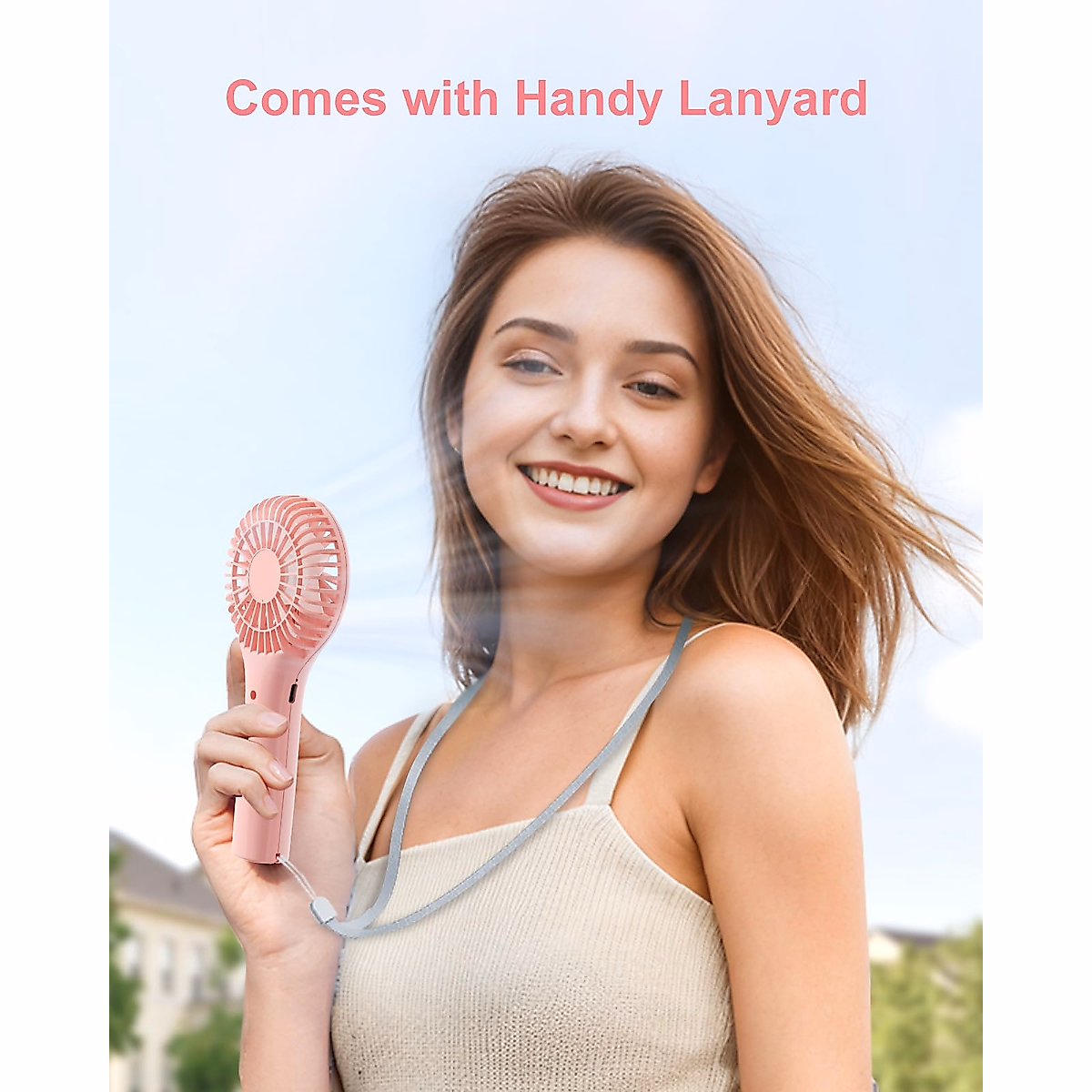 TriPole Portable Fan Handheld Fan Mini Personal Fan 3 Speeds, Powerful Little Battery Hand Held Fan for Travel Trip Outdoor Concerts, Cute Small Rechargeable Lash Fan for Makeup Skincare Drying, Pink
