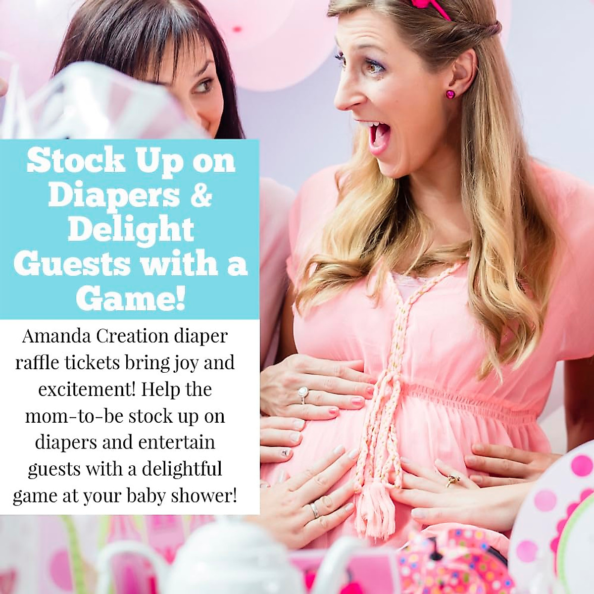 Amanda Creation Underwater Cute Sea Life Diaper Raffle Tickets for Baby Showers, 20 2" X 3” Double Sided Insert Cards for Games, Bring a Pack of Diapers to Win Favors & Prizes!