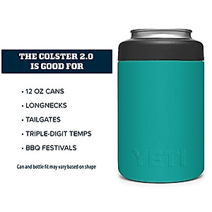 YETI Rambler 12 oz. Colster Can Insulator for Standard Size Cans, Aquifer Blue, 1 Count (Pack of 1)