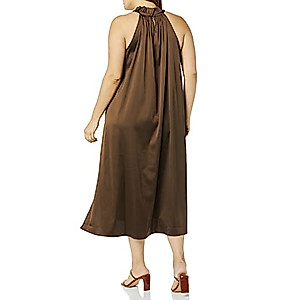 The Drop Women's Arlette Silky Stretch Halter Maxi Dress, Coffee Bean, M