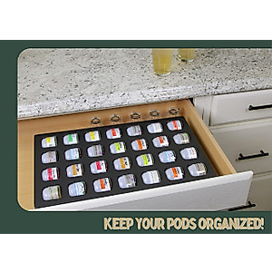 Polar Whale Cocktail Capsule Drawer Organizer Tray Insert Compatible with Keurig DrinkWorks Pods for Kitchen Home Bar Party Waterproof Washable Black Foam 28 Compartment 12.75 x 20.25 Inches