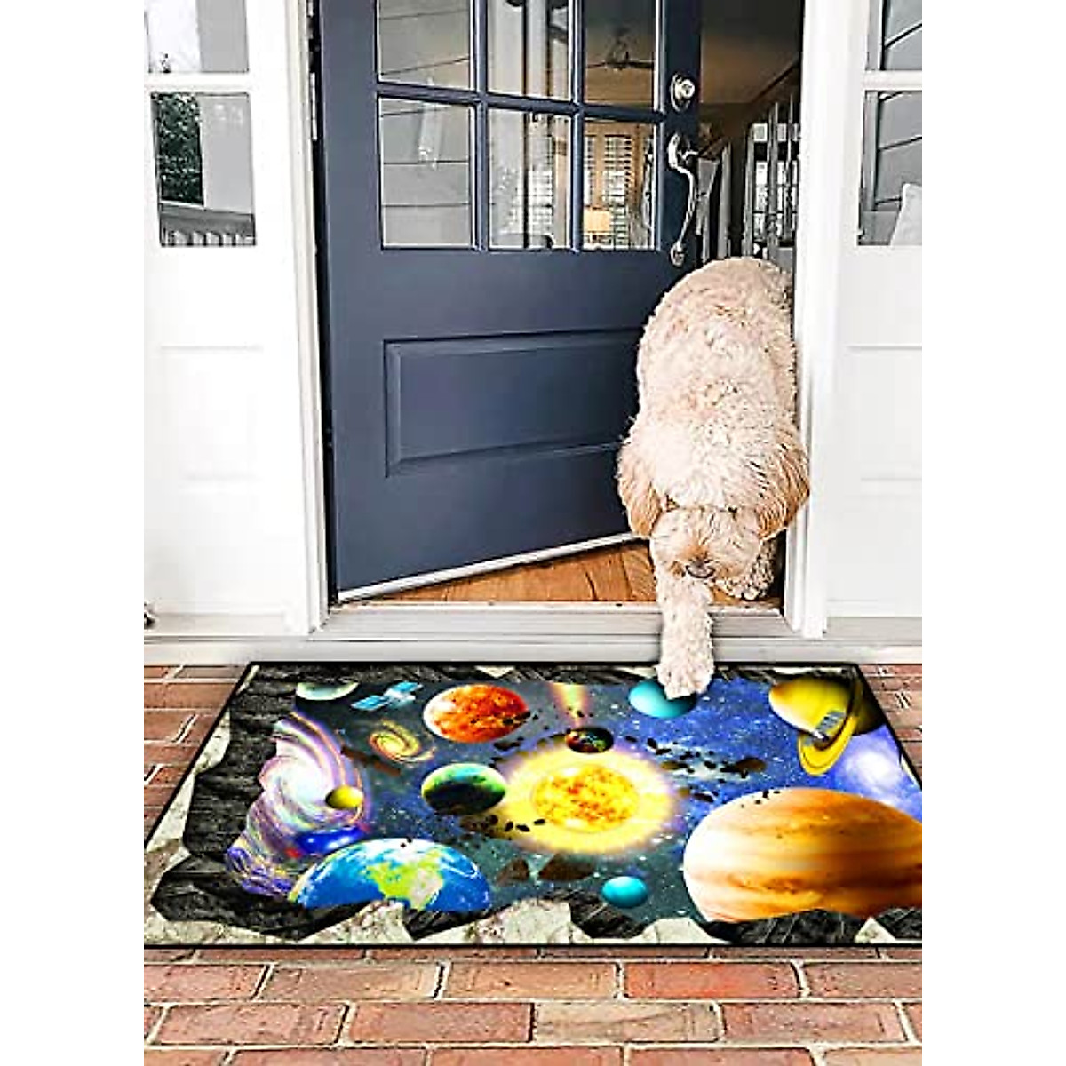 3D Outer Space Area Rugs, Universe Galaxy Starry Floor Mats, Colorful Planet Printed Throw Rugs for Kids Bedroom Living Room Soft Carpets, 2'×3'