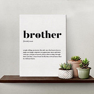 OEWD Brother Definition a Male Sibling Canvas Wall Art Poster Print Gift, Brother Definition Painting Ready to Hang Home Decor (11.5" x 15")