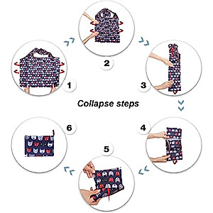 ZEWZE Reusable Shopping Bag, Foldable, Washable Grocery Tote with Pouch, environmental protection, light, small and portable (Cat (blue)+Cat (yellow))