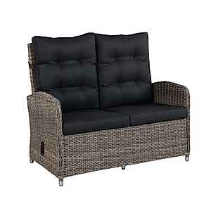 Alaterre Furniture Monaco All-Weather Outdoor Two-Seat Reclining Bench