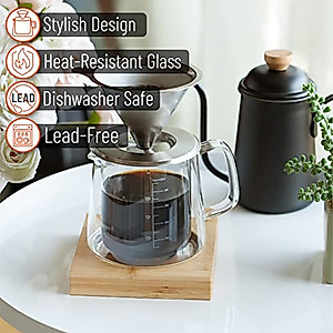 Brew To A Tea BTaT- Pour Over Coffee Maker Set, Double Wall Glass, 16 oz, Drip Coffee Maker, Permanent Filter, Coffee Maker Pour Over, Manual Coffee Maker, Coffee Pour Over, Dripper