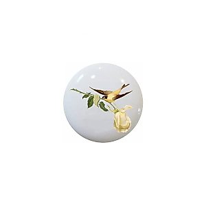 1907 Beauties by TGF Old-fashioned Women in Dresses Water Lilies Rose Bird Decorative Ceramic Dresser Drawer Pulls Cabinet Cupboard Knobs (14 bird white rose)