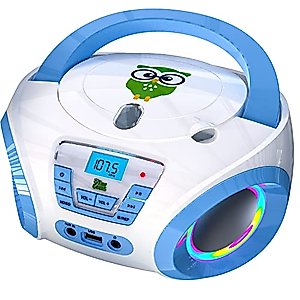 TinyGeeks Tunes Kids Boombox CD Player for Kids New 2022 + FM Radio + Batteries Included + Cute white Radio cd Player with Speakers for Kids and Toddlers