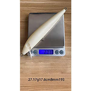 5PCS Unpainted Lure Blanks 27.17g 17.6cm with 8mm Free Fishing Eye Crankbait Baits Simulation Blank Body Clear Hard Baits Trout Salmon Minnow Lure Popper Lures Topwater Freshwater 8mm 193