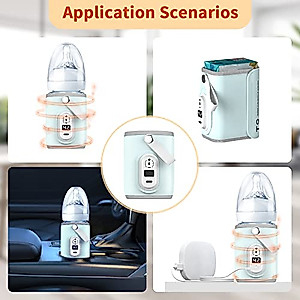 Portable Baby Bottle Warmer for Travel,Baby Milk Heat Keeper with LCD Display Portable Baby Bottle Warmer for Home Car Outdoor Use (Blue)