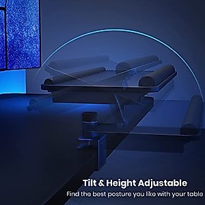 Tilt&Height Adjustable Keyboard Tray Under Desk or Above Desk - Klearlook 2 in 1 PU Leather Clamp-on Rotating Keyboard Platform w/Wrist Rest&Drawer(Under Desk,Upon Desk),25x11"Sit Stand Keyboard Riser