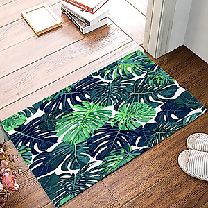 Door Mat for Bedroom Decor, Tropical Leaves Floor Mats, Holiday Rugs for Living Room, Absorbent Non-Slip Bathroom Rugs Home Decor Kitchen Mat Area Rug 18x30 Inch