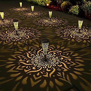 gardencave 6 Pack Solar Lights Outdoor Garden Decorative Solar Garden Lights with Warm Light Waterproof Solar Pathway Landscape Lights for Path Patio Backyard Walkway Yard Garden Decor (Black, 6Pcs)