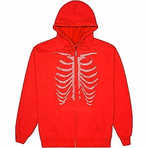 Creaion Rhinestone Graphic Zip Up Hoodies for Women Y2k Oversized Skeleton Print Sweatshirt Jacket E-Girl 90s Pullover Streetwear