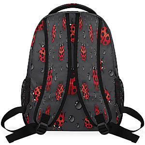 YPPAHHHH School Laptop Backpack Red Ladybugs for Girls Kids Boys Ladybugs Lightweight Bookbag Elementary College Travel Hiking Daypack Backpacks for Women Men