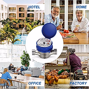 Hemobllo Water Meter Water Flow Meter Cold Water Meter for Garden and Home Use, Measures in Cubic Meter, DN15, 1/2" NPT Couplings