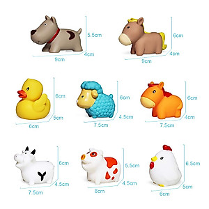 Bath Toys Floating Bath Farm Toys(8PCS),Baby Soft Bath Time Toys,Bathtub Learning Dogs Ducks Sheep Hen Pig Bath Toys and Bathroom Toys for Toddlers