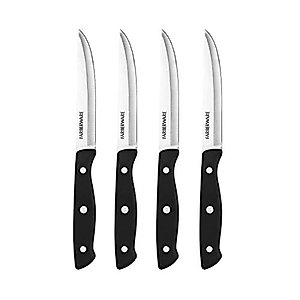 Farberware Stamped Triple Rivet Steak Knife Set, 4-Piece, Black