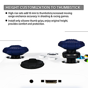 Playrealm FPS Thumbstick Extender &Texture Rubber Silicone Grip Cover 2 Sets for Xbox Series X/S & Xbox One Controller(UFO Blue)