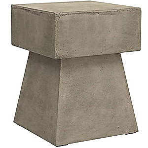 SAFAVIEH Outdoor Collection Zen Mushroom Modern Dark Grey Concrete Accent Table (Fully Assembled)
