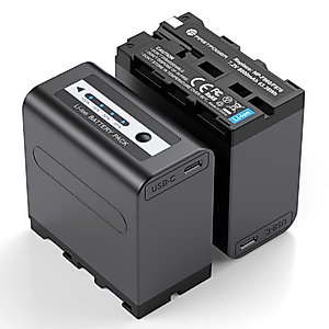 FirstPower 2 Pack NP-F970 Battery with Type-C Port for Sony NP-F970 F960 F950 F930 F750 F550 and Sony Camcorder Video Light Monitor, Upgraded NP-F970 Battery Support PD 20W Bidirectional Fast Charging