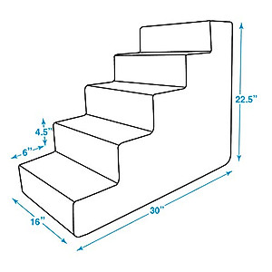 Best Pet Supplies Pet Steps and Stairs with CertiPUR-US Certified Foam for Dogs and Cats - Gray, 5-Step (H: 22.5")