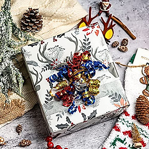 WRAPAHOLIC 12-Count Self-Adhesive Curly Bows Gift Wrap Accessory - Gold/Silver/Royal Blue/Red Curly Bows, Perfect for Christmas, Birthday, Holiday, Party Favors Decorations