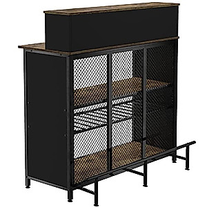 GDLF Home Bar Unit Mini Bar Liquor Bar Table with Storage and Footrest for Home Kitchen Pub (Brown)