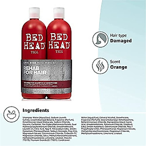 Bed Head by TIGI Urban Antidotes Resurrection Shampoo and Conditioner for Damaged Hair 25.36 fl oz 2 count
