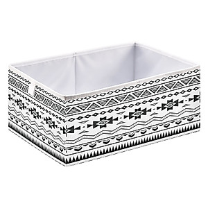 Kigai Rectangular Storage Bin Tribal Aztec Navajo Black Foldable Storage Basket Toy Storage Box for Home Organizing Shelf Closet Bins, 15.8 x 10.6 x 7-Inch