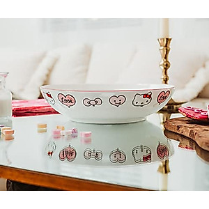 Toynk Sanrio Hello Kitty Love 9-Inch Ceramic Coupe Large Dinner Bowl For Serving Pasta, Salad, Cereal