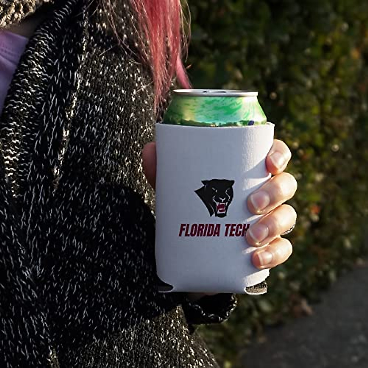 Florida Institute of Technology Secondary Logo Can Cooler - Drink Sleeve Hugger Collapsible Insulator - Beverage Insulated Holder