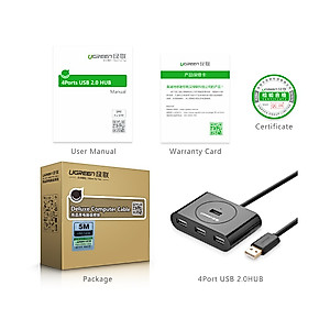 UGREEN USB Extension Cable USB 2.0 Active Repeater Extension Hub Cable 4-Port USB Hub A Male to A Female with Built-in Signal Booster Chips (15ft)