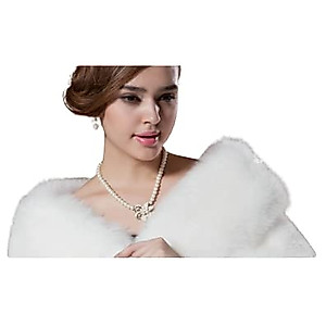Women's Faux Fur Shawl Soft Versatile Scarf Wrap Shrug Winter Warm Cloak Coat Cape for 1920s Bridal Wedding Evening Dresses