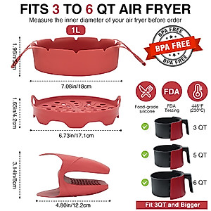 PRANAHEART Airfryer Liner Set for 3-6QT - FDA Tested, Non-Toxic & Eco-Friendly Silicone Solution Against Greasy Air Fryer Liners