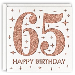 MAGJUCHE Rose Gold 65th Birthday Card, Laser Cut Glitter Woman Age 65 Birthday Gift For Mother, Wife, Sister