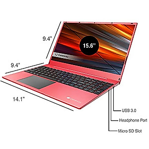 Gateway Ultra Slim Notebook, 15.6'' FHD IPS Display, AMD Ryzen 3-3250U with Radeon Graphics, 4GB RAM, 256GB SSD, Webcam, Tuned by THX Audio, Bluetooth, HDMI, Micro SD Slot, Type-C, Red (GWTN)