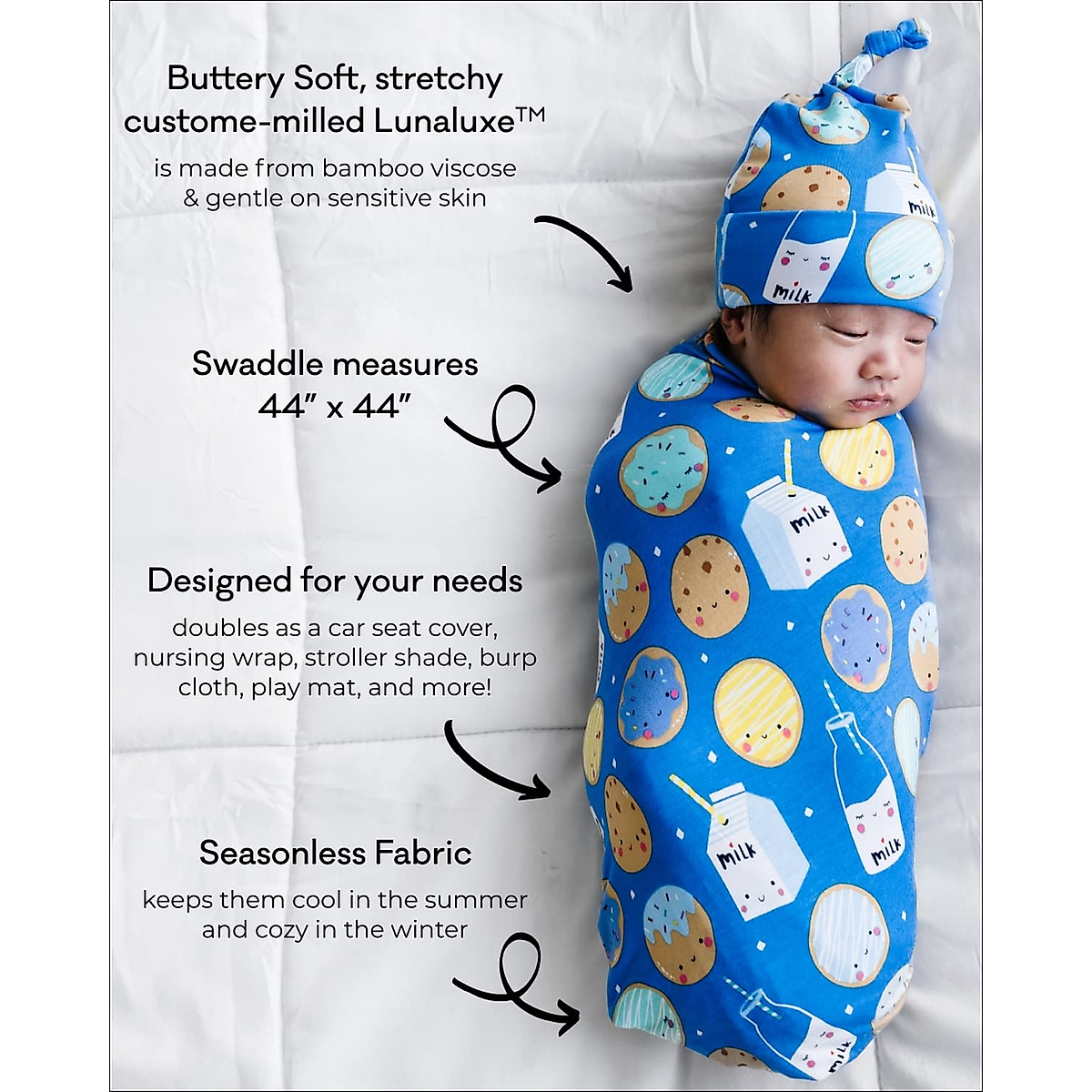 Little Sleepies Newborn Swaddle + Headband Set, Viscose from Bamboo Baby Wrap, Sunshine