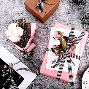 VGOODALL Black Gingham Ribbon, 3/8" x 50Yd Buffalo Checkered Ribbons Black and White Plaid Thin Crafts Ribbon for Decorations Gift Wrapping Picnic Hair Accessories