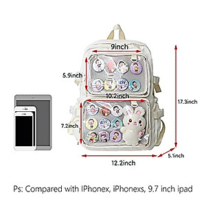 Kawaii Backpack Cute Ita Bag Large School Pink Ita Backpack for Pin Display Women Girl (Black)