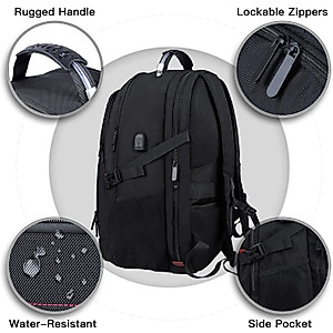 ANTERK Extra Large Backpack, Laptop Backpack, Travel Backpack, Durable TSA Water Resistant 17.3 Inch Carry on Backpack with USB Port, Anti Theft Business Computer Backpack Gifts for Men Women, Black