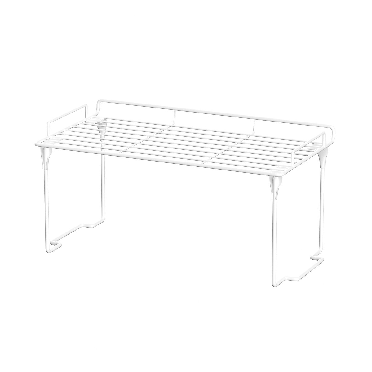 iPEGTOP Stackable Cabinet Shelf Organizers, Set of 2 Kitchen Countertop Cupboard Storage Rack, Pantry Stand Shelves Space Saving for Kitchen, Bedroom, Bathroom, White