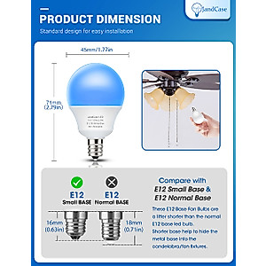 JandCase E12 LED Bulbs 60Watt Equivalent [12 Pack], LED Ceiling Fan Light Bulbs Small Base, 5000K Daylight G14 Small Base Light Bulb for Ceiling Fan Light Fixture, Non-Dimmable, UL Listed