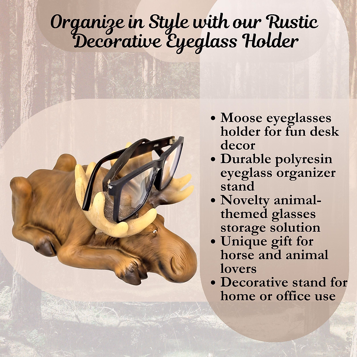 Whimsical Lazy Moose EyeGlasses Holder Stand - Fun Glasses Keeper