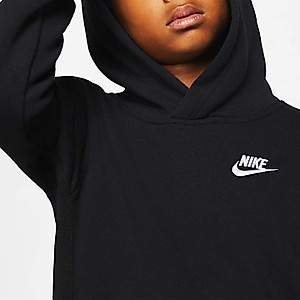 NIKE Boy's Nsw Pull Over Hoodie Club, Black/White, Large