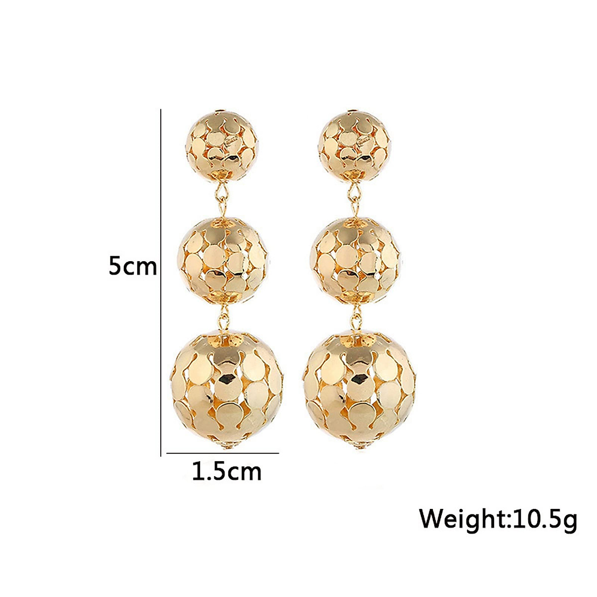 coadipress Disco Ball Earrings for Women Creative 60's or 70's Gold Silver Plated Disco Mirror Ball Earrings Costume Accessories for Halloween Party Personal Decoration (Gold Ball)