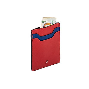 Zinda Genuine Leathers Slim Wallet Card Holder RFID Protection (Red/Blue)