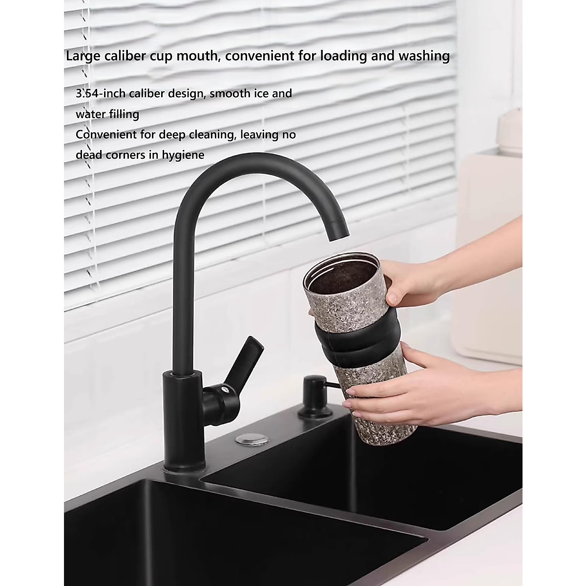 JOEY'S CHOICE 23.67oz/700ml Large Capacity Pure Titanium Double Wall Insulated Tumbler Portable Straw Ice Blaster Car Cup for Milk, Coffee, Water and Juice (Dark Blue)